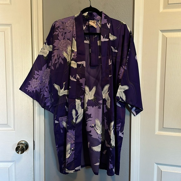 Made in Japan | Tops | Kimonostyle Tunic Deep Purple With Crane Design ...